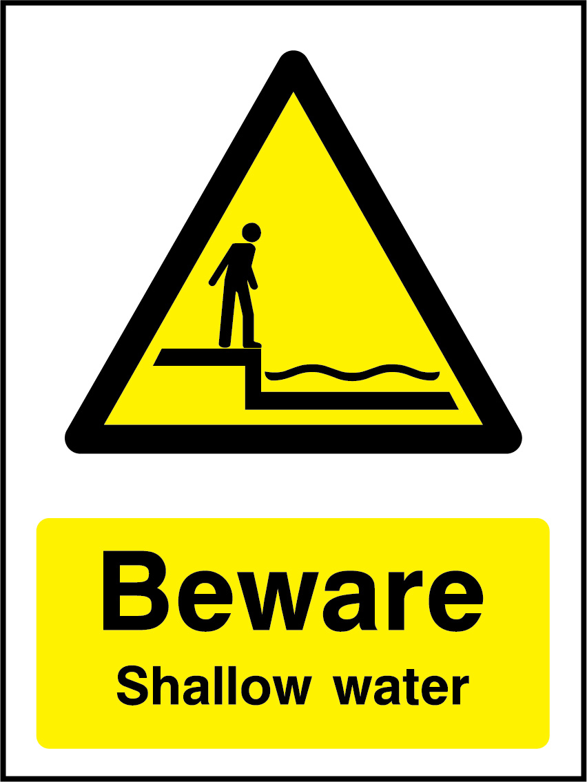 Beware shallow water sign - Water Safety > Warning - We Do Safety Signs